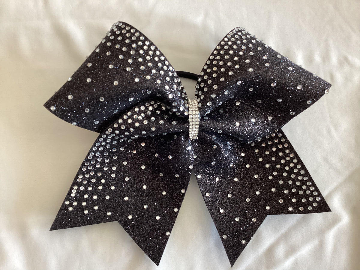 Black Rhinestone Cheer Hair Bows | Brenda's Cheer Bows